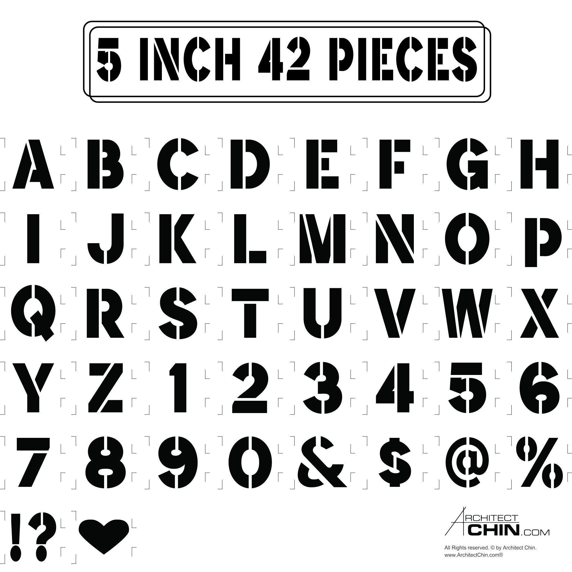 5 Inch Letter Stencils, Symbols, Numbers, Craft Stencils, Templates, 42 ...