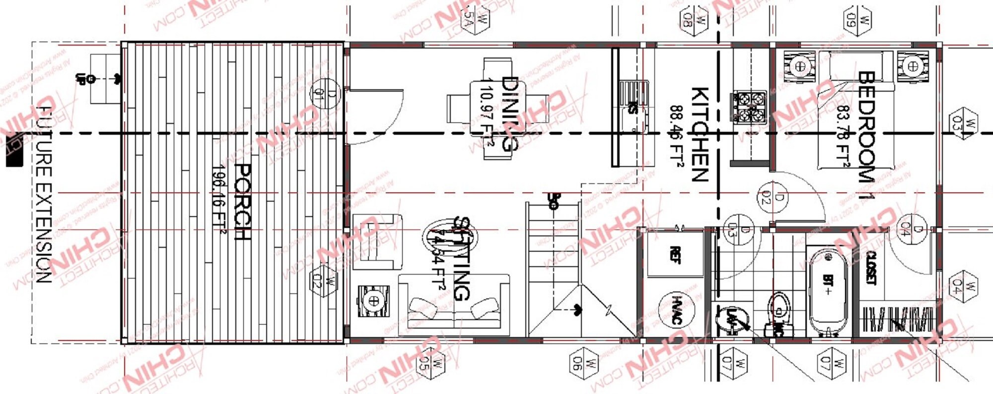 Tiny House Plans 16' X 44' 768 SF 2 Beds Tiny - Etsy