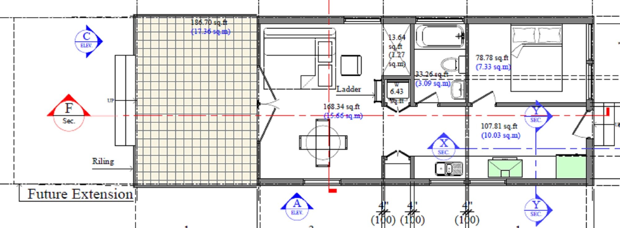Tiny House Plans 16 X 44 1024 SF 2 Beds Tiny House - Etsy