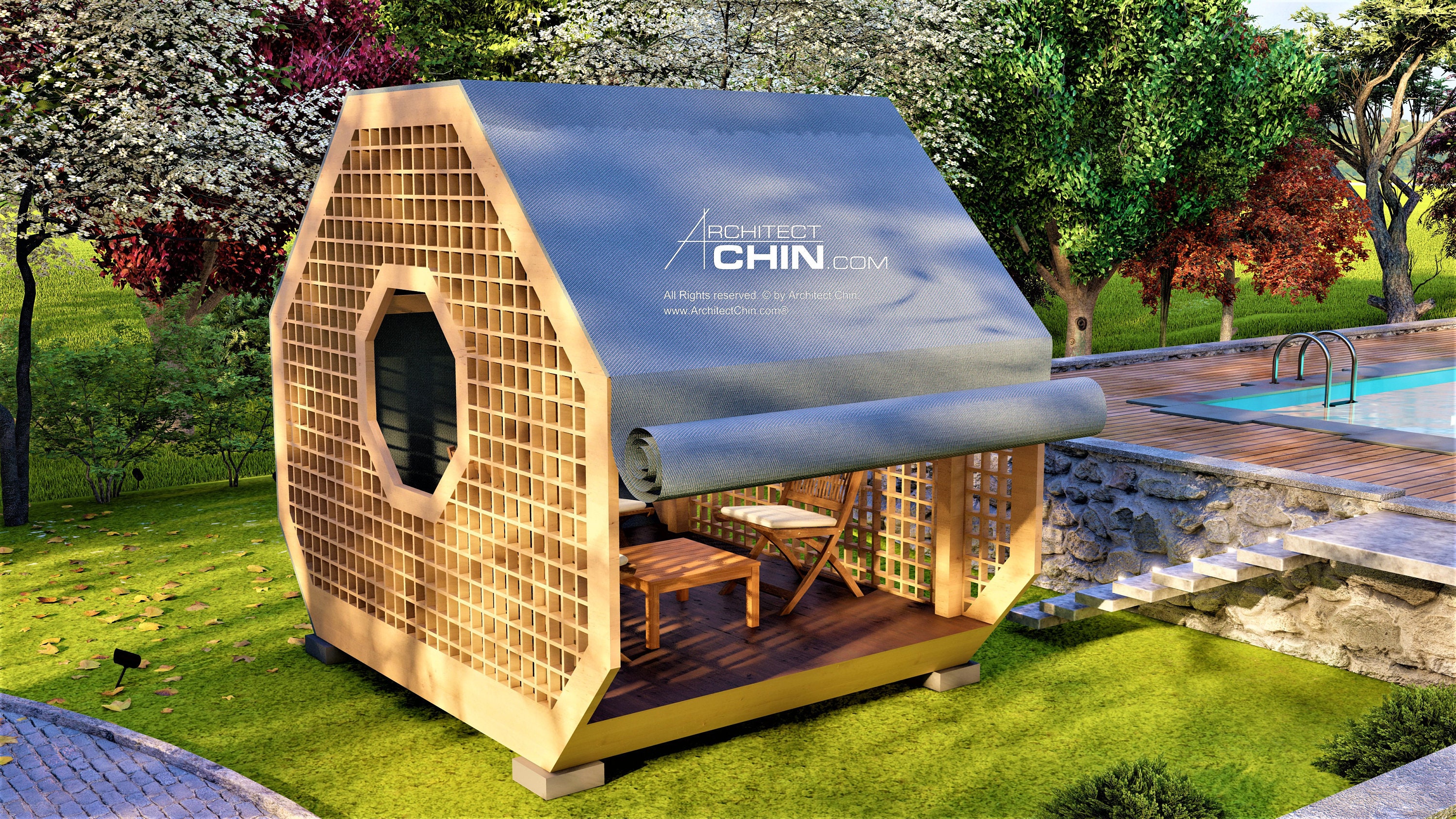 Cabana Plan, 8’W X (8’ to 16’) L X 12’H, 64 to 128 SF, Gazebo Plan ...