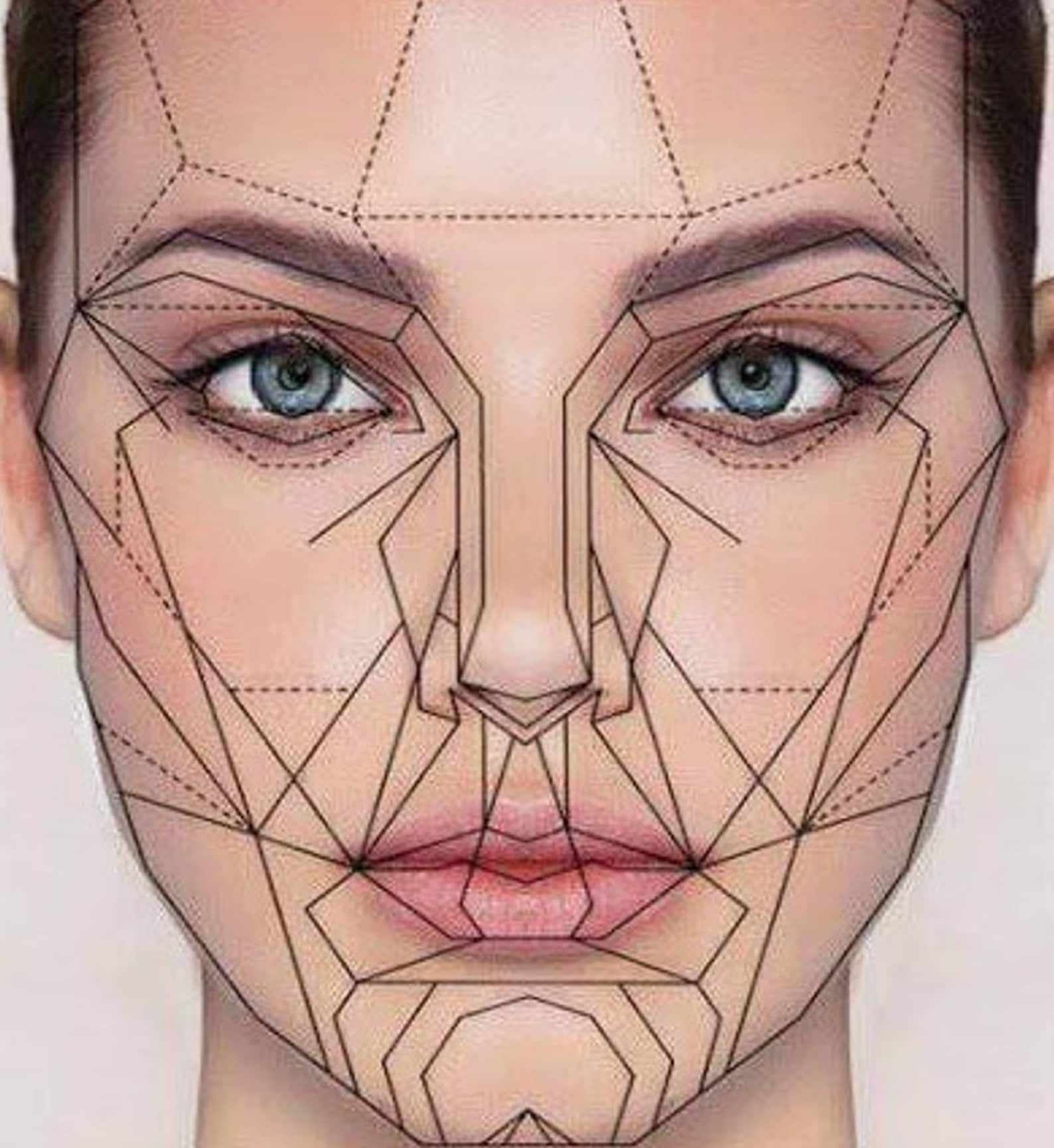 Female Face Template, Female Face Ratio, Female Face Grid, Front Face ...