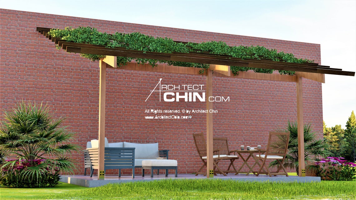 Pergola, Car Porch, 8’ W X 16’ L X 8’6”H, Cabana Plan, Gazebo Plan ...