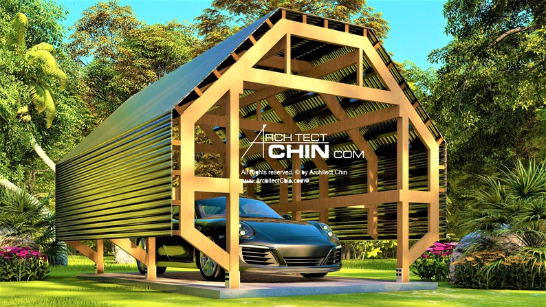 Pergola, Car Porch, 8’ W X 16’ L X 8’6”H, Cabana Plan, Gazebo Plan ...