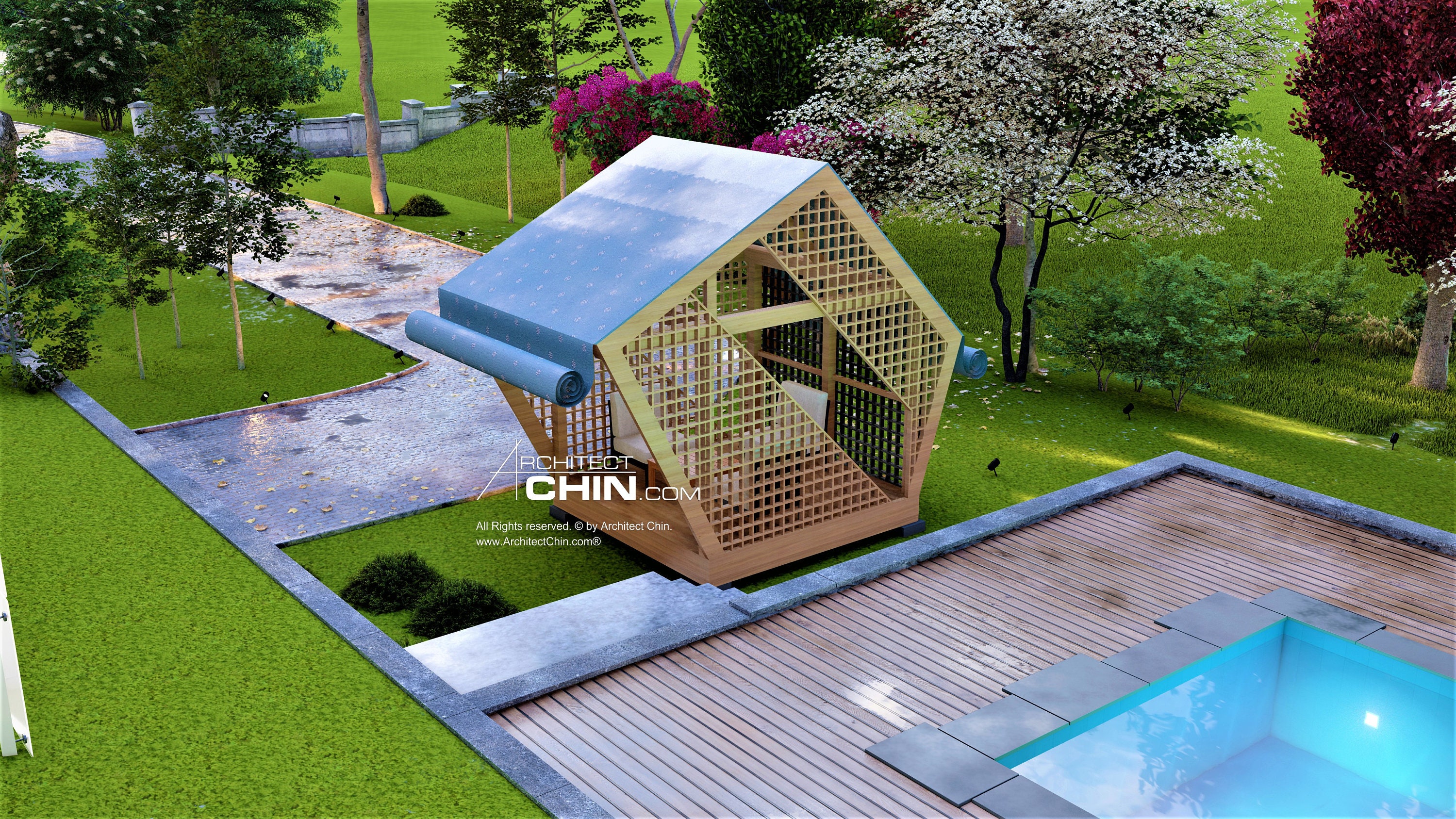 Cabana Plan, 8’W X (8’ to 16’) L X 12’H, 64 to 128 SF, Gazebo Plan ...