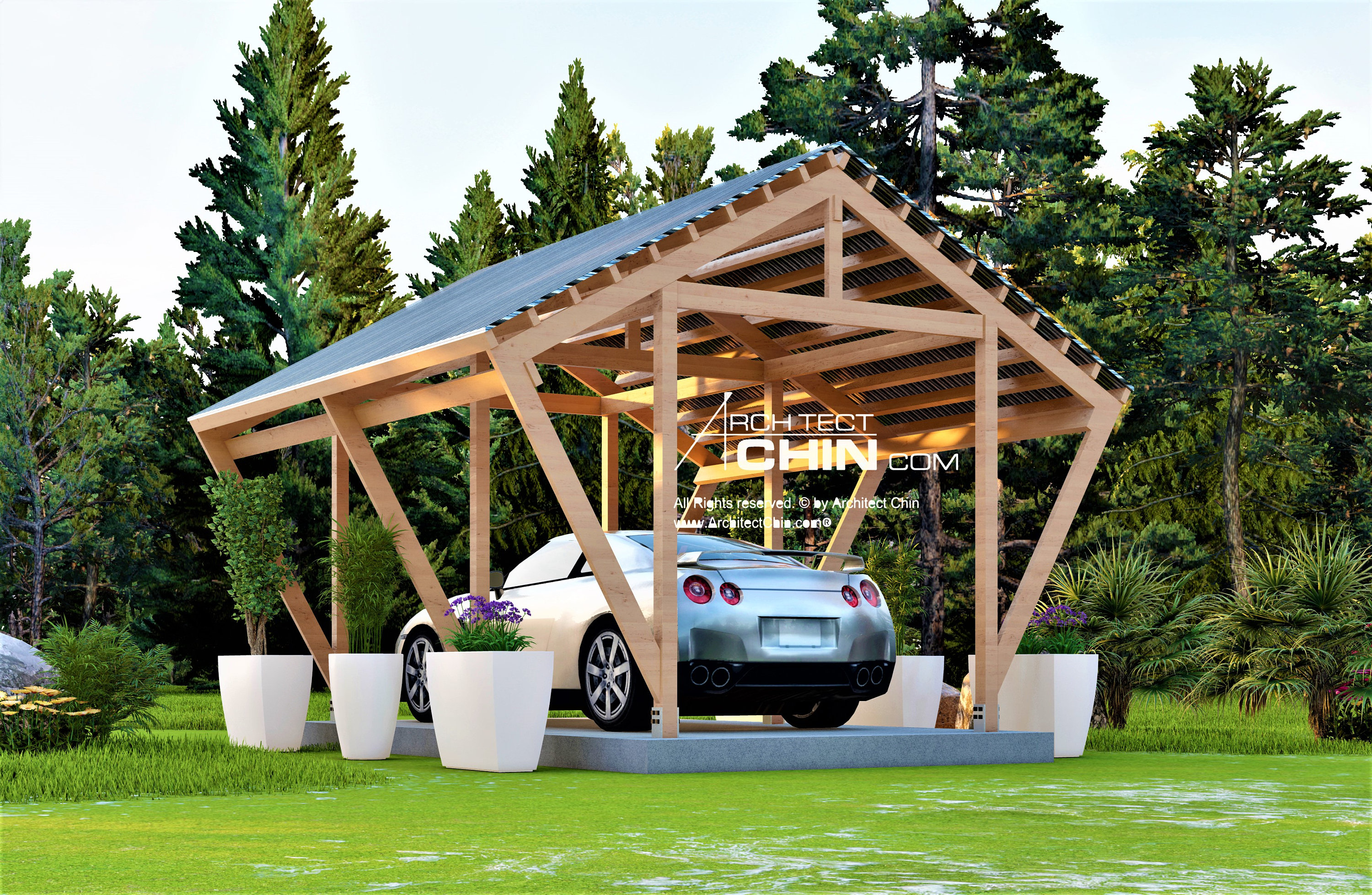Pergola, Car Porch, 8 W X 16 L X 86H, Cabana Plan, Gazebo Plan, Shed ...