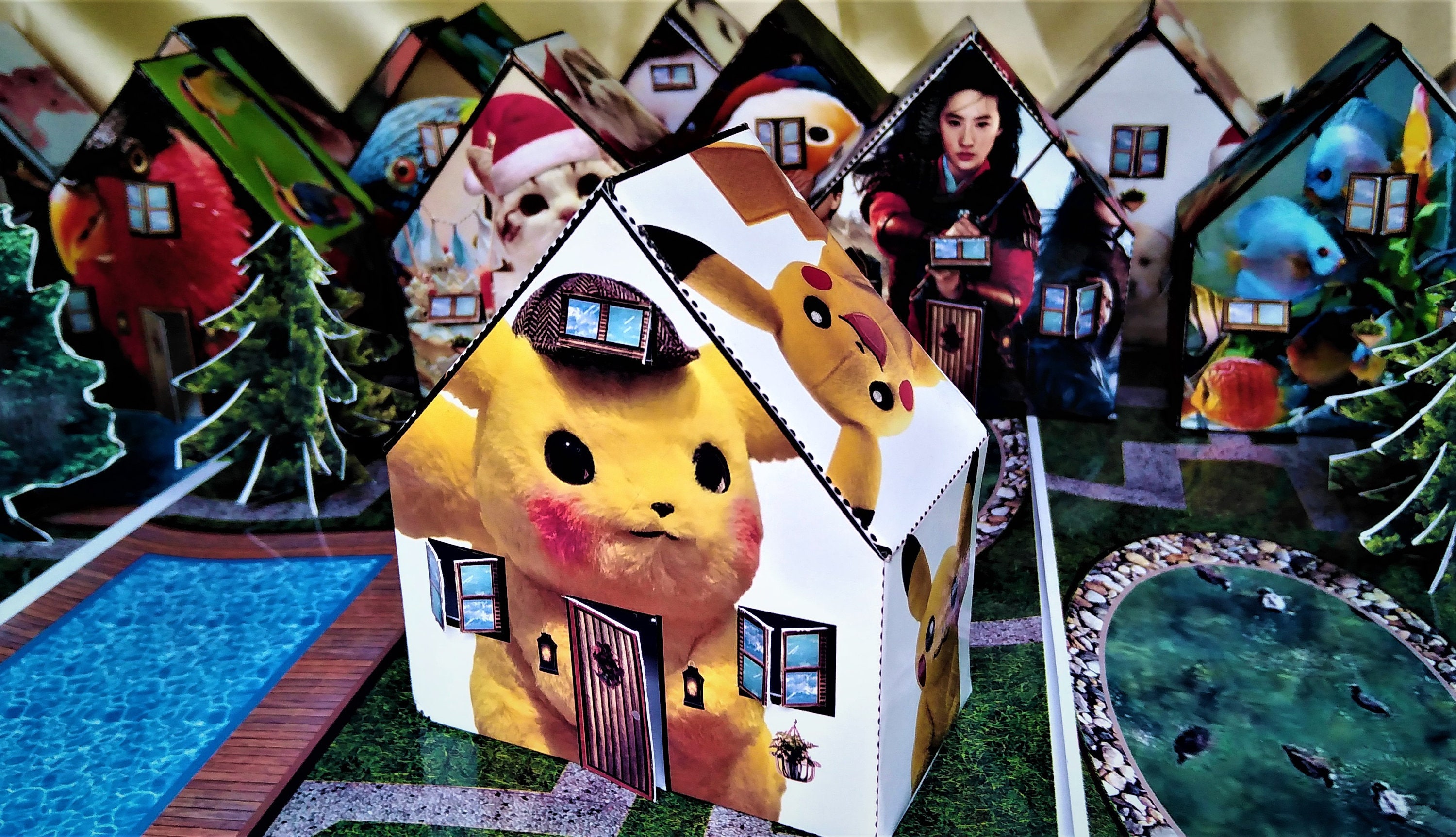 DIY Doll House, Origami, Toy House, Pokémon Doll House, Pikachu Paper ...