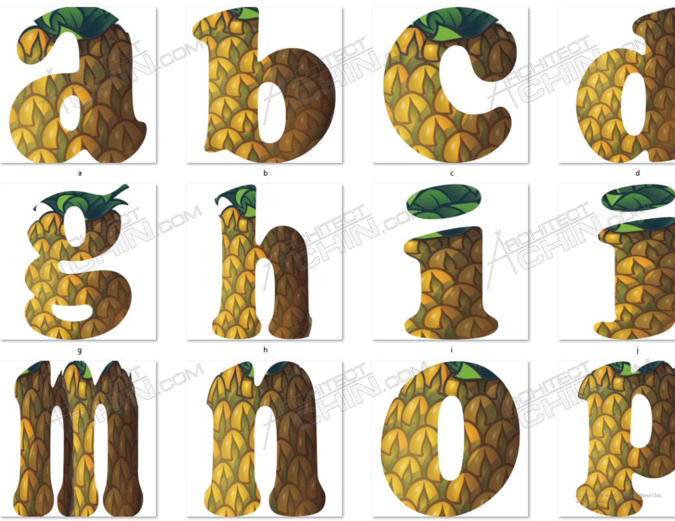 Pineapple Letters / Pineapple Alphabet | Digital Download | Printable ...