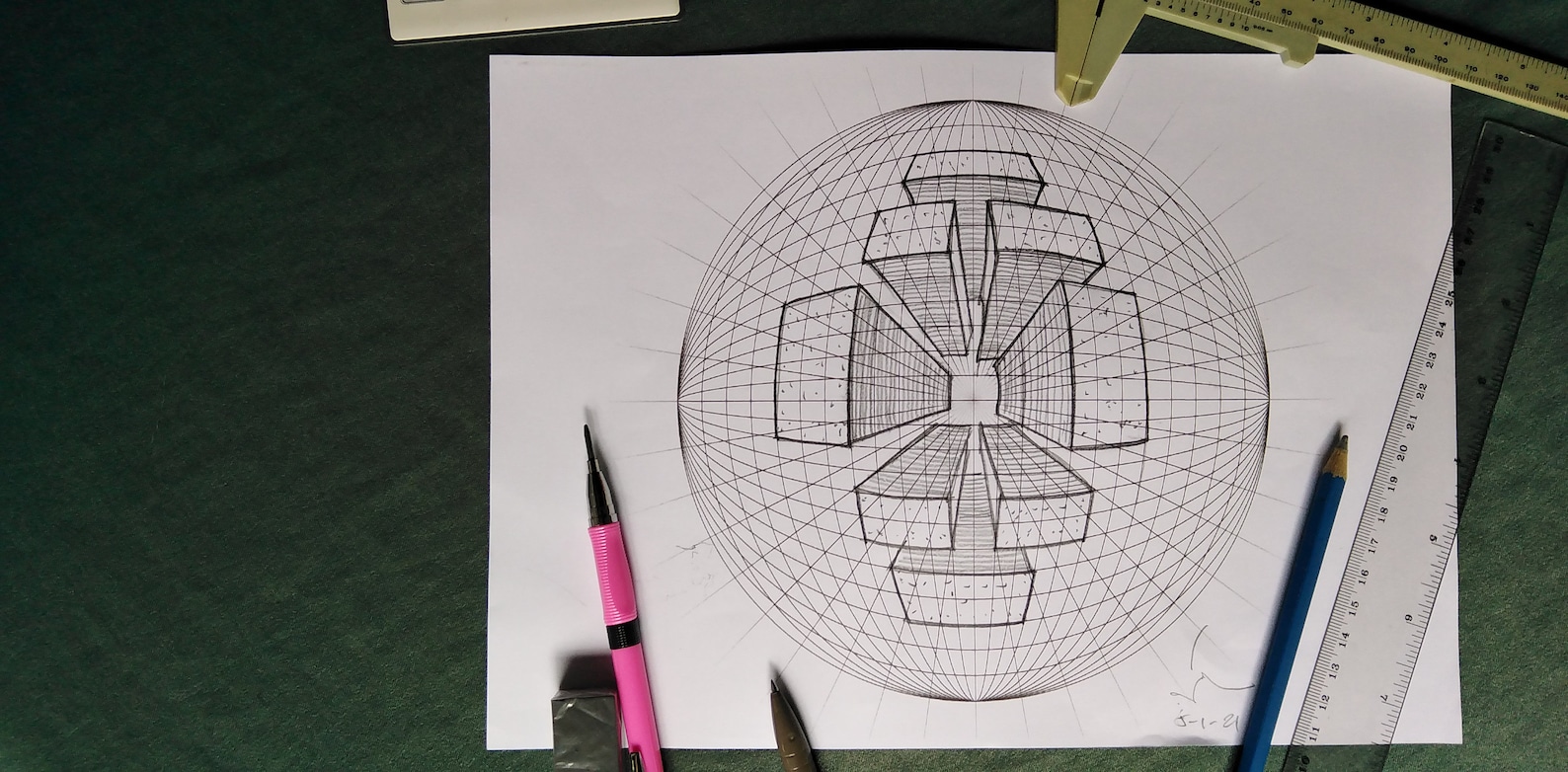 Sphere 5 Point Perspective Grid Printable Template, Sphere Grid ...