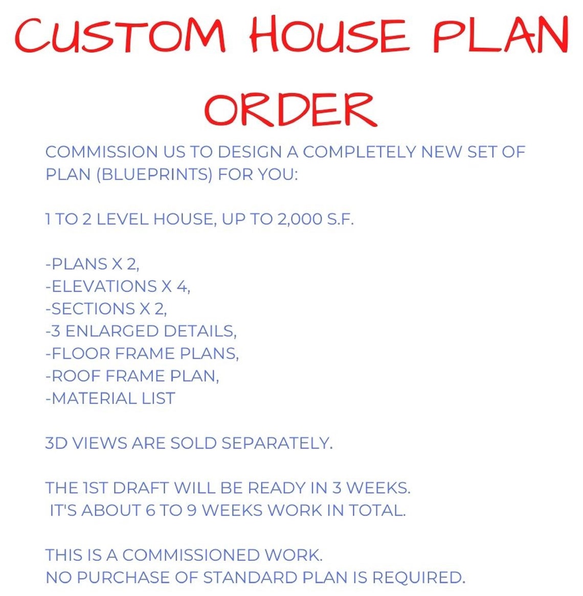 Custom House Plan, Custom House Design, Custom House Plan Order, Order ...