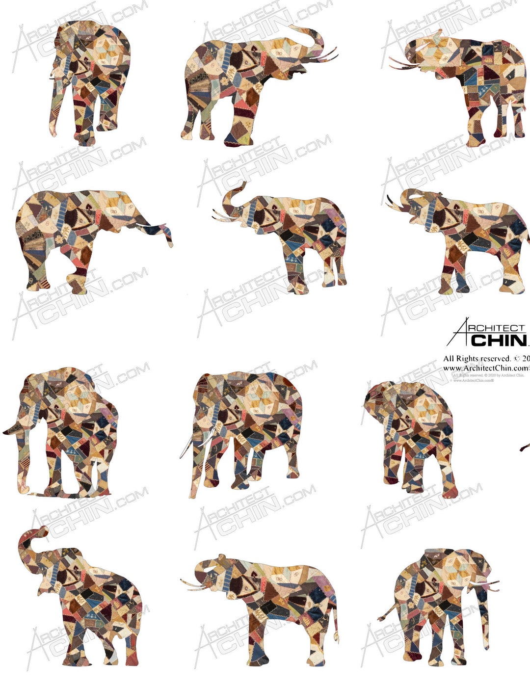 Elephant Silhouette, Printable, Digital Download, Elephant Clip Art ...