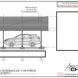 Pergola, Car Porch, 8’ W X 16’ L X 8’6”H, Cabana Plan, Gazebo Plan ...