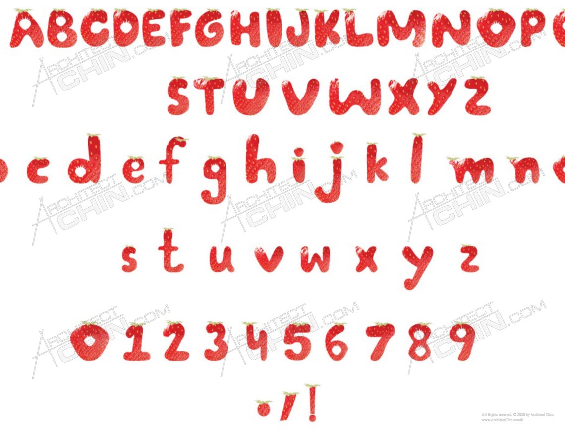 Strawberry Font / Strawberry Letters Alphabet | Digital Download ...