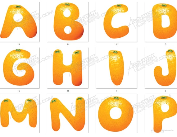Orange Font / Orange Letters Alphabet Digital Download | Etsy