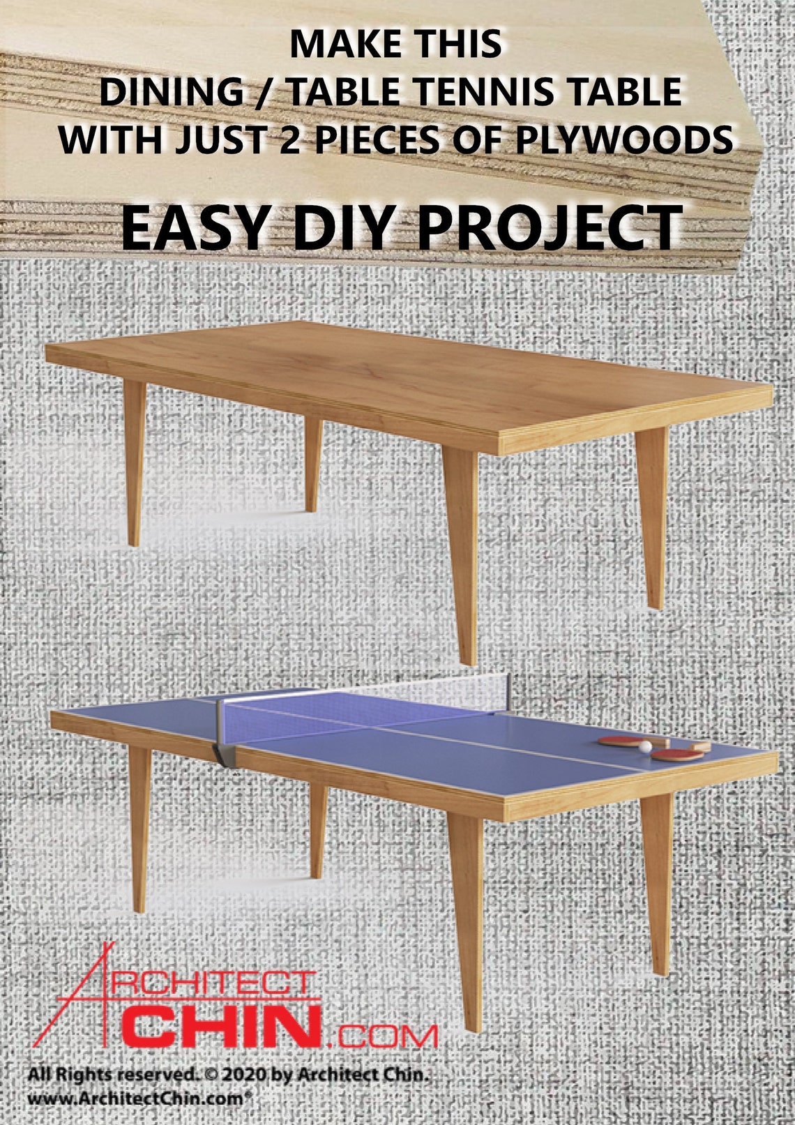 Plywood Ping Pong / Dining Table, Furniture Blueprints, Ping Pong Table ...