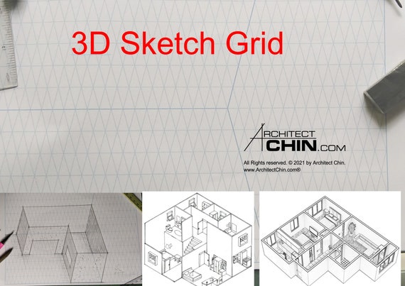 3D Sketch Perspective Grid Printable Printable Grid Drawing | Etsy
