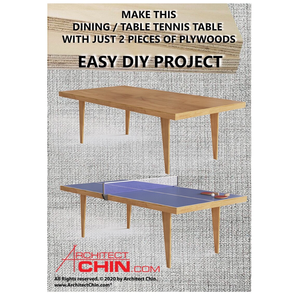 Plywood Ping Pong / Dining Table, Furniture Blueprints, Ping Pong Table ...