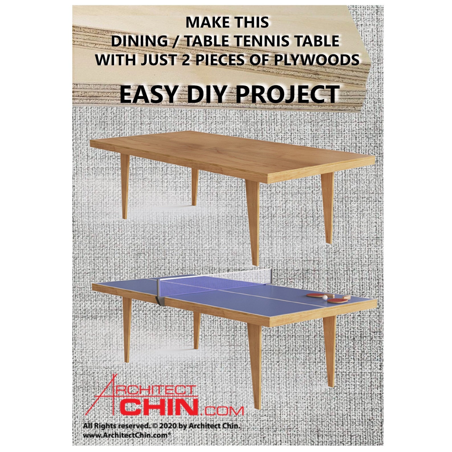 Plywood Ping Pong / Dining Table, Furniture Blueprints, Ping Pong Table ...