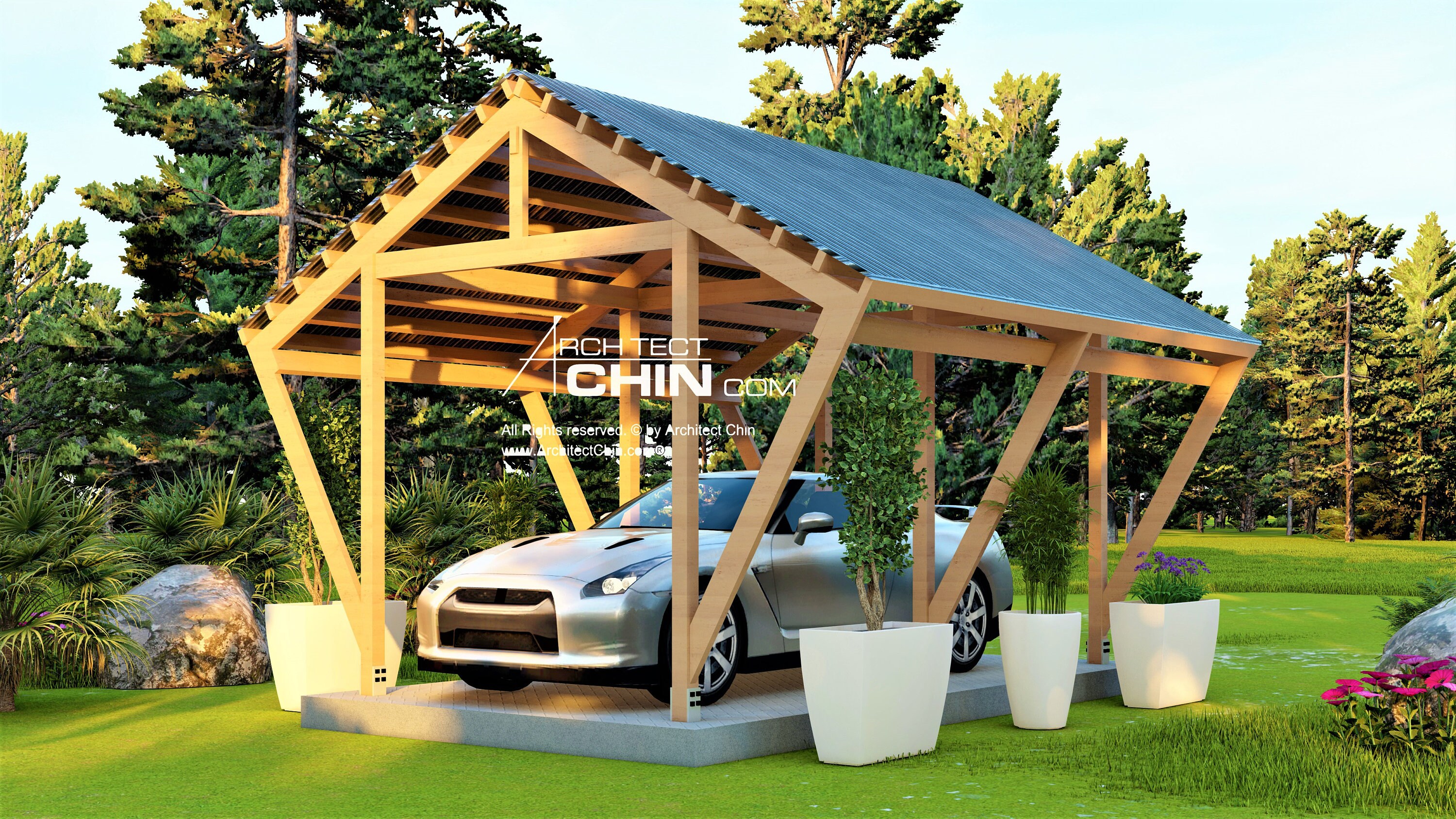 Pergola, Car Porch, 8’ W X 16’ L X 8’6”H, Cabana Plan, Gazebo Plan ...