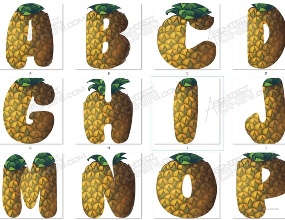 Pineapple Letters / Pineapple Alphabet Digital Download | Etsy