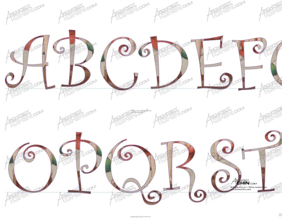 Cursive Font / Curly Letters Alphabet | Digital Download | Printable ...