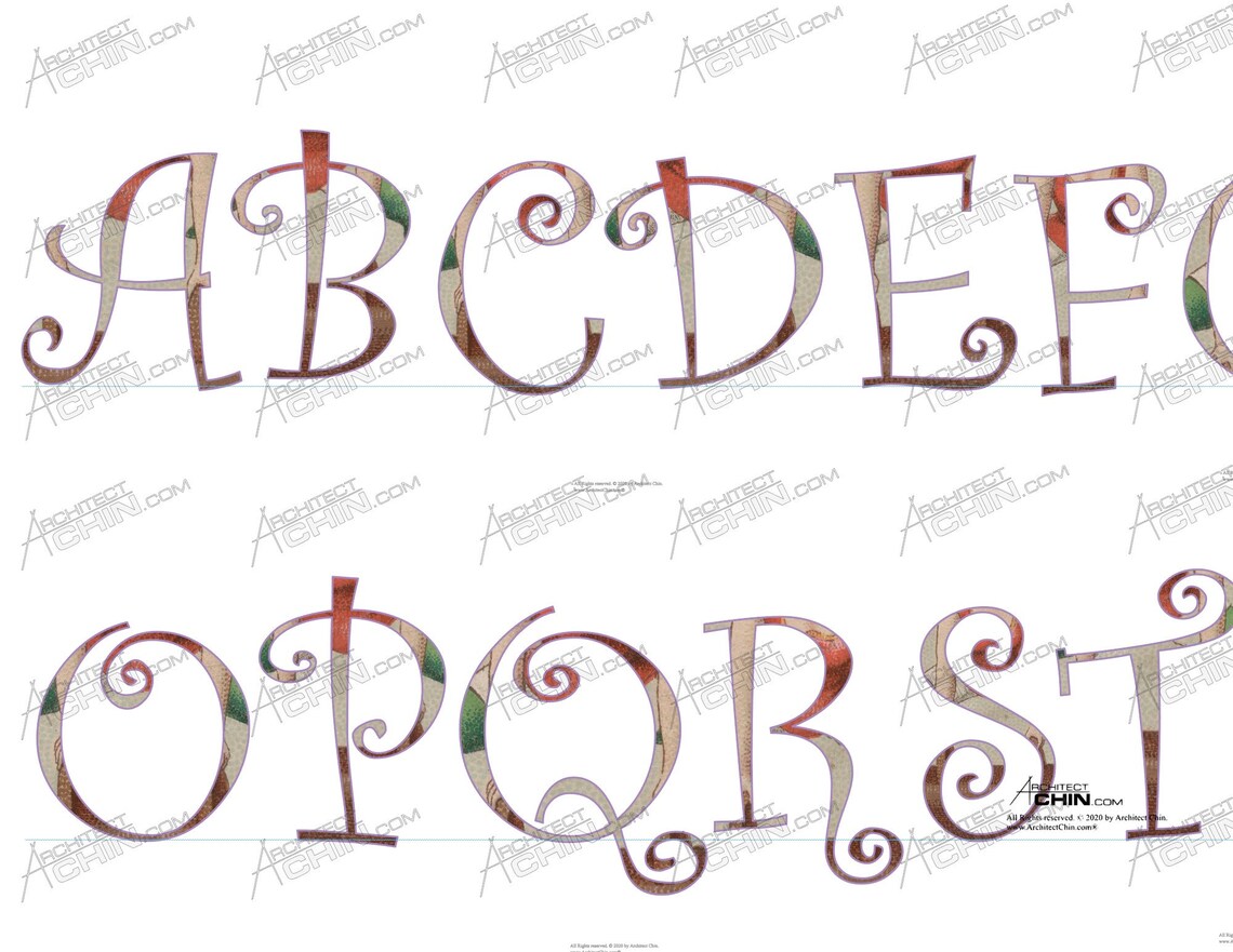 Cursive Font / Curly Letters Alphabet | Digital Download | Printable ...