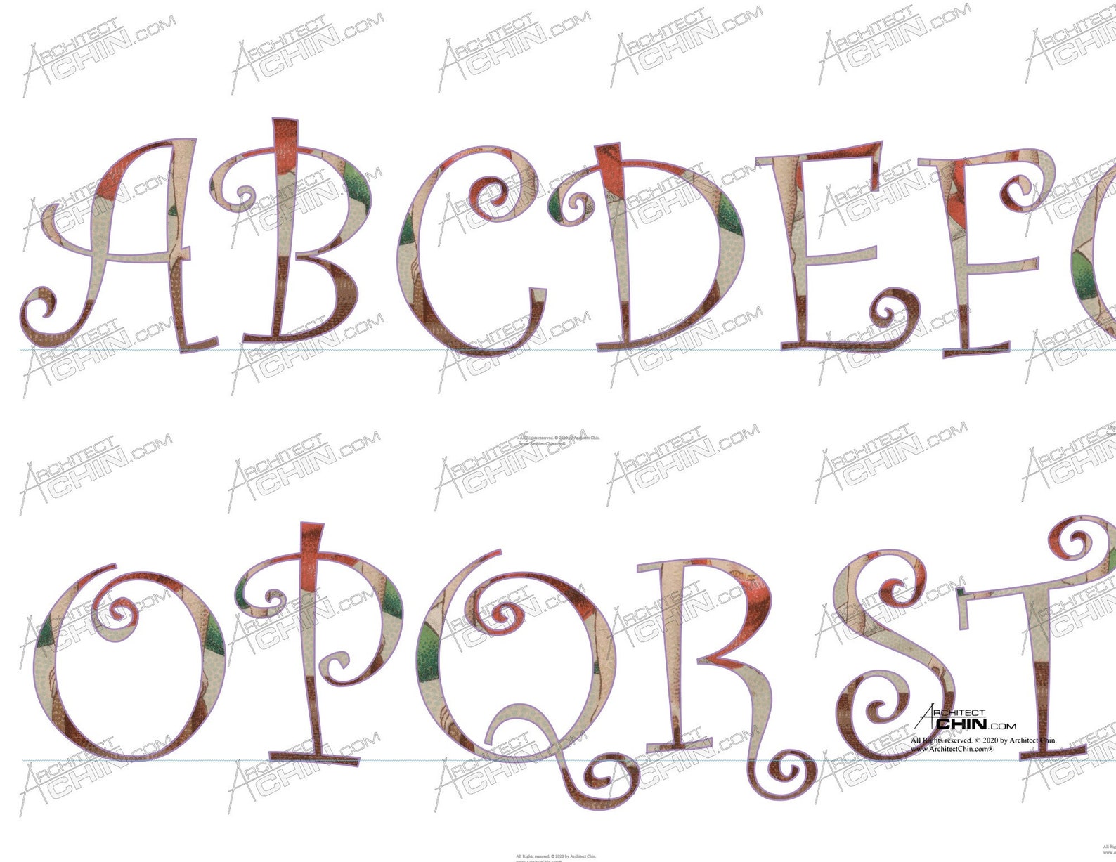Cursive Font / Curly Letters Alphabet | Digital Download | Printable ...