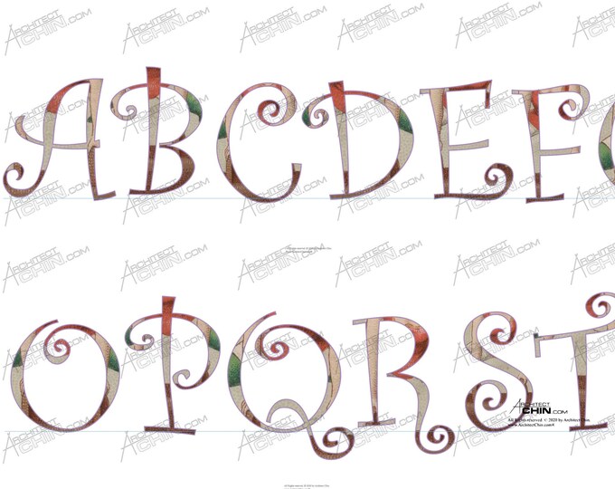 Cursive Font / Curly Letters Alphabet Digital Download Printable ...