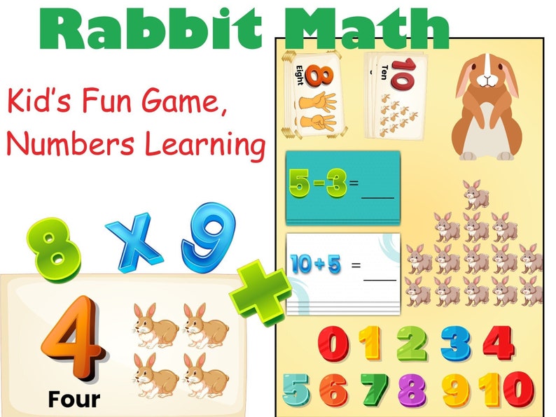 Rabbit Math Game for Kids, Learning Mathematics, Math Games for Kids ...