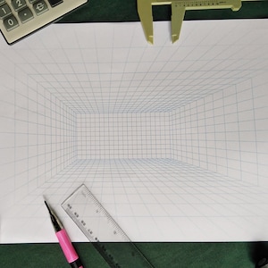 1 Point Perspective Grid Printable, Printable Grid, Drawing Grid ...