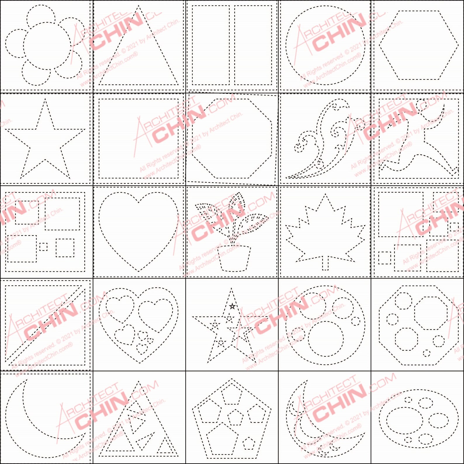 Tracing Stencils, PNG, Colorful Shapes, 25 Pieces, Shape Stencils ...