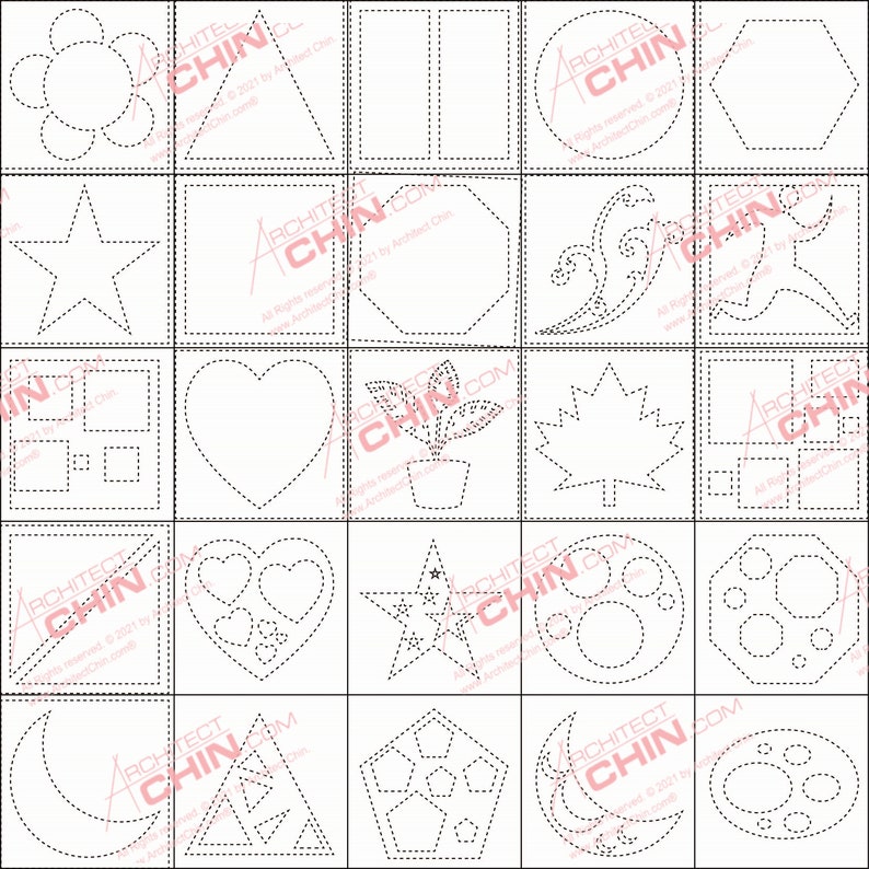 Tracing Stencils, PNG, Colorful Shapes, 25 Pieces, Shape Stencils ...