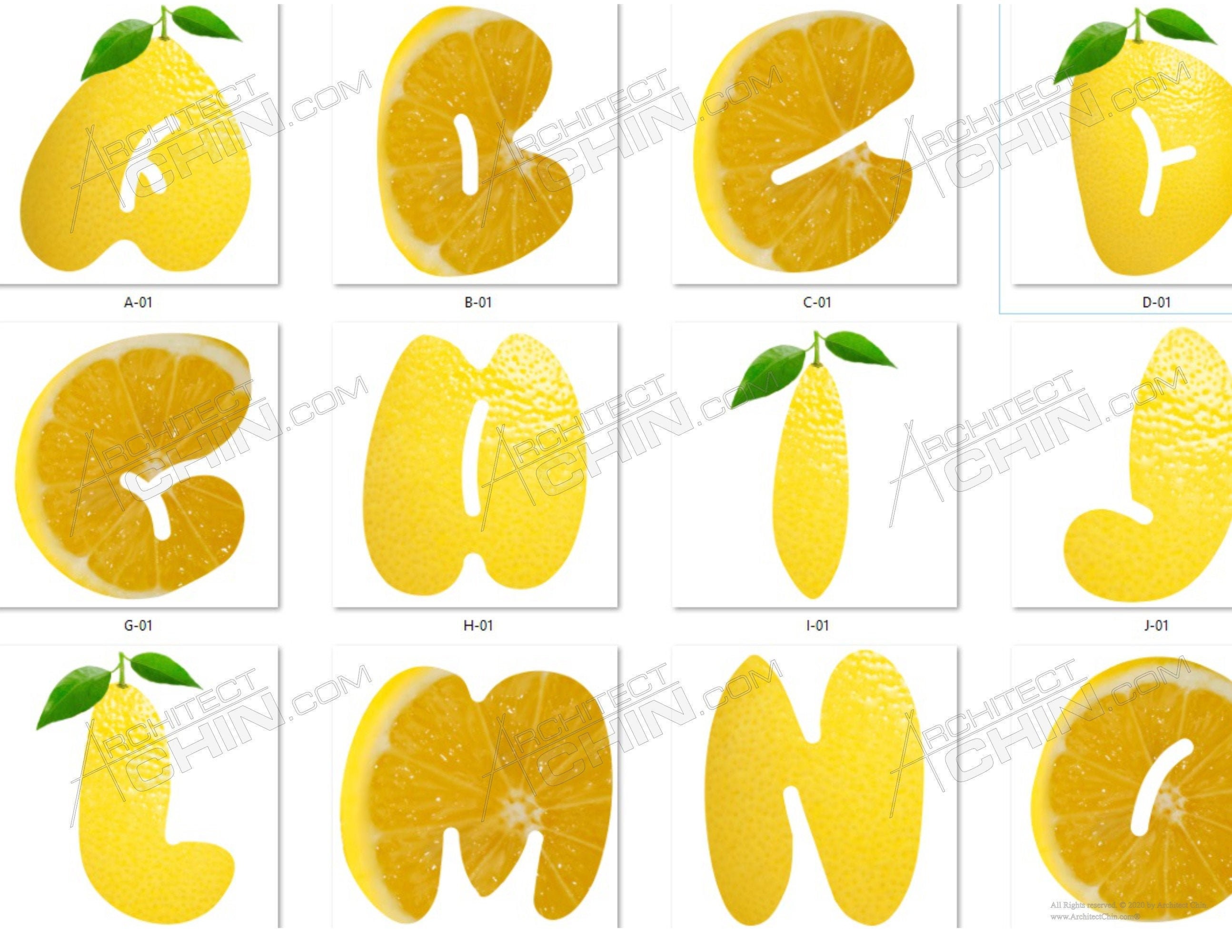 Lemon Font / Letters Alphabet | Alpha Pack Digital Download | Printable ...
