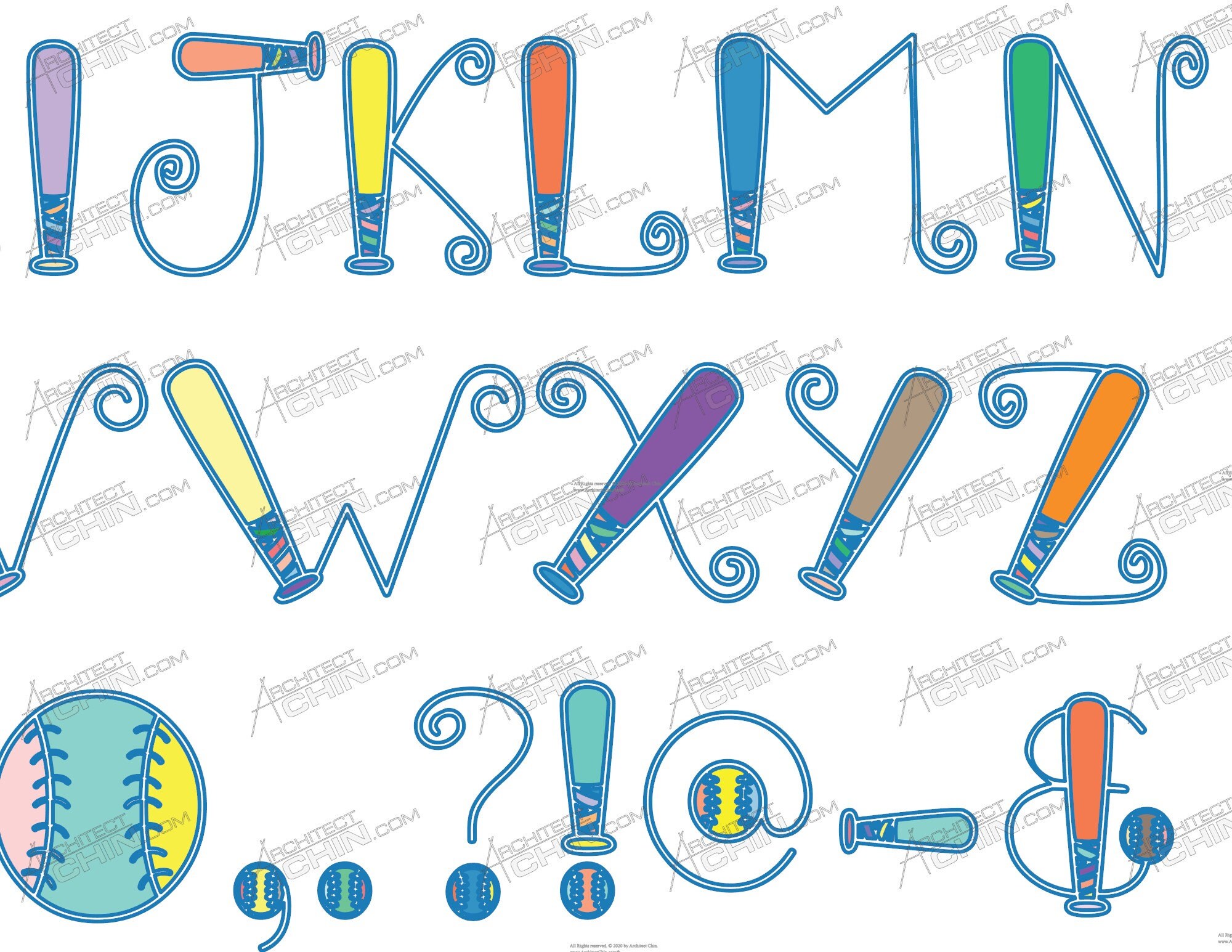 Baseball Font, Baseball Letters Alphabet, Sports Font, Sports Letters ...