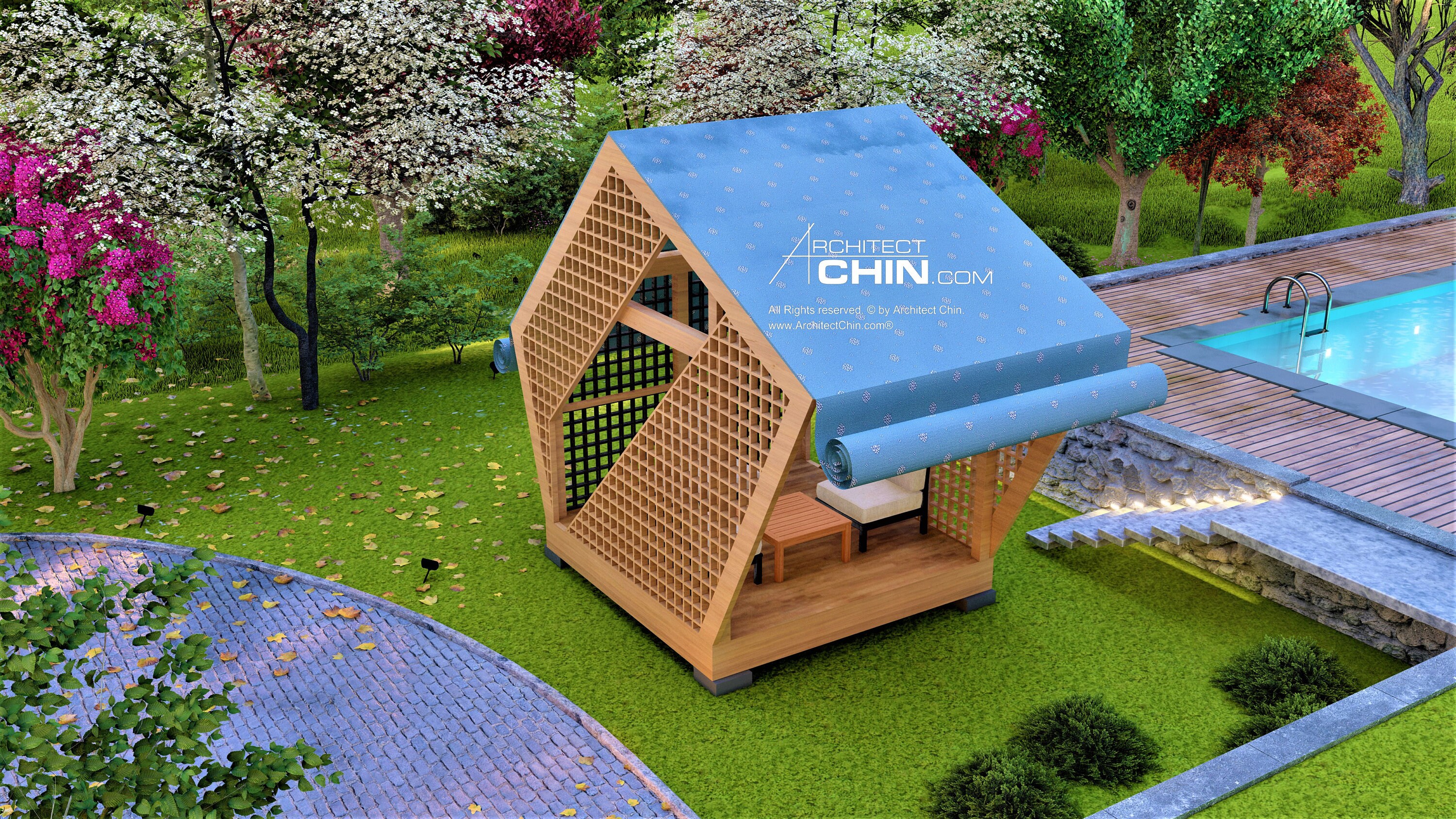 Cabana Plan, 8’W X (8’ to 16’) L X 12’H, 64 to 128 SF, Gazebo Plan ...