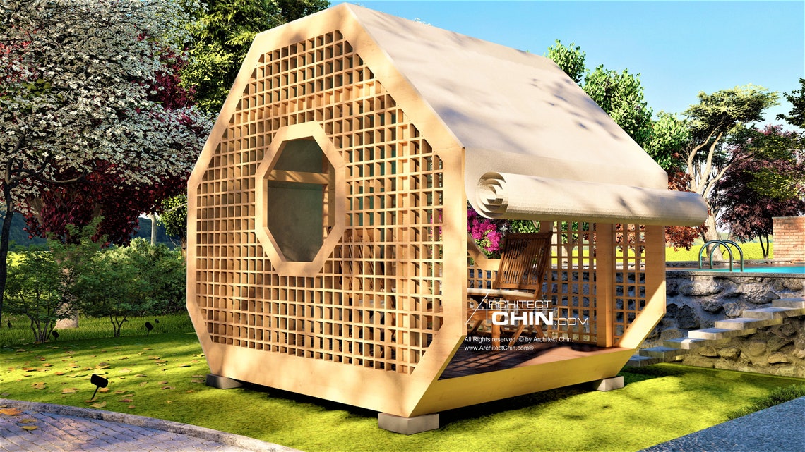 Cabana Plan, 8’W X (8’ to 16’) L X 12’H, 64 to 128 SF, Gazebo Plan ...