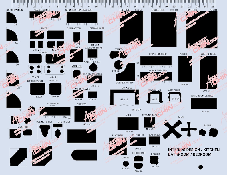 Interior Design Furniture Layout Kit, Room Furniture Layout, 3 ...