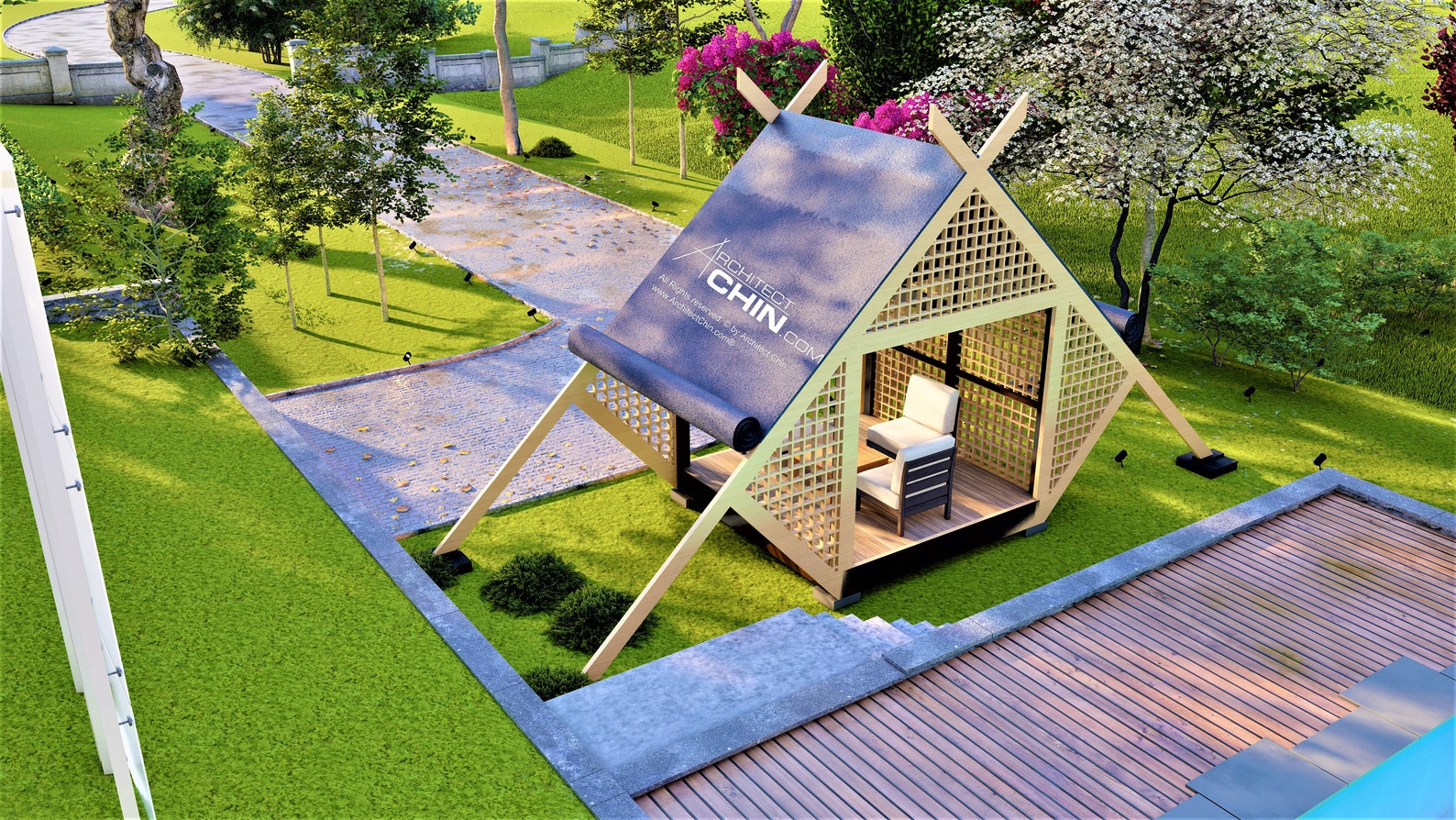 Cabana Plan, 8’W X (8’ to 16’) L X 12’H, 64 to 128 SF, Gazebo Plan ...