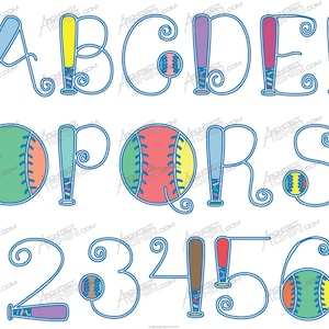 Baseball Font, Baseball Letters Alphabet, Sports Font, Sports Letters ...