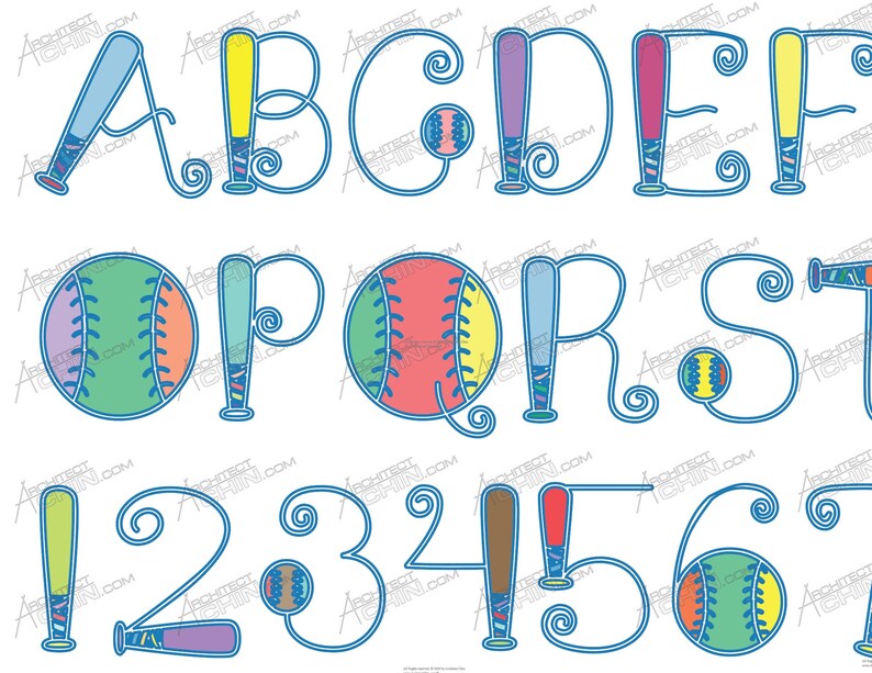 Baseball Font, Baseball Letters Alphabet, Sports Font, Sports Letters ...