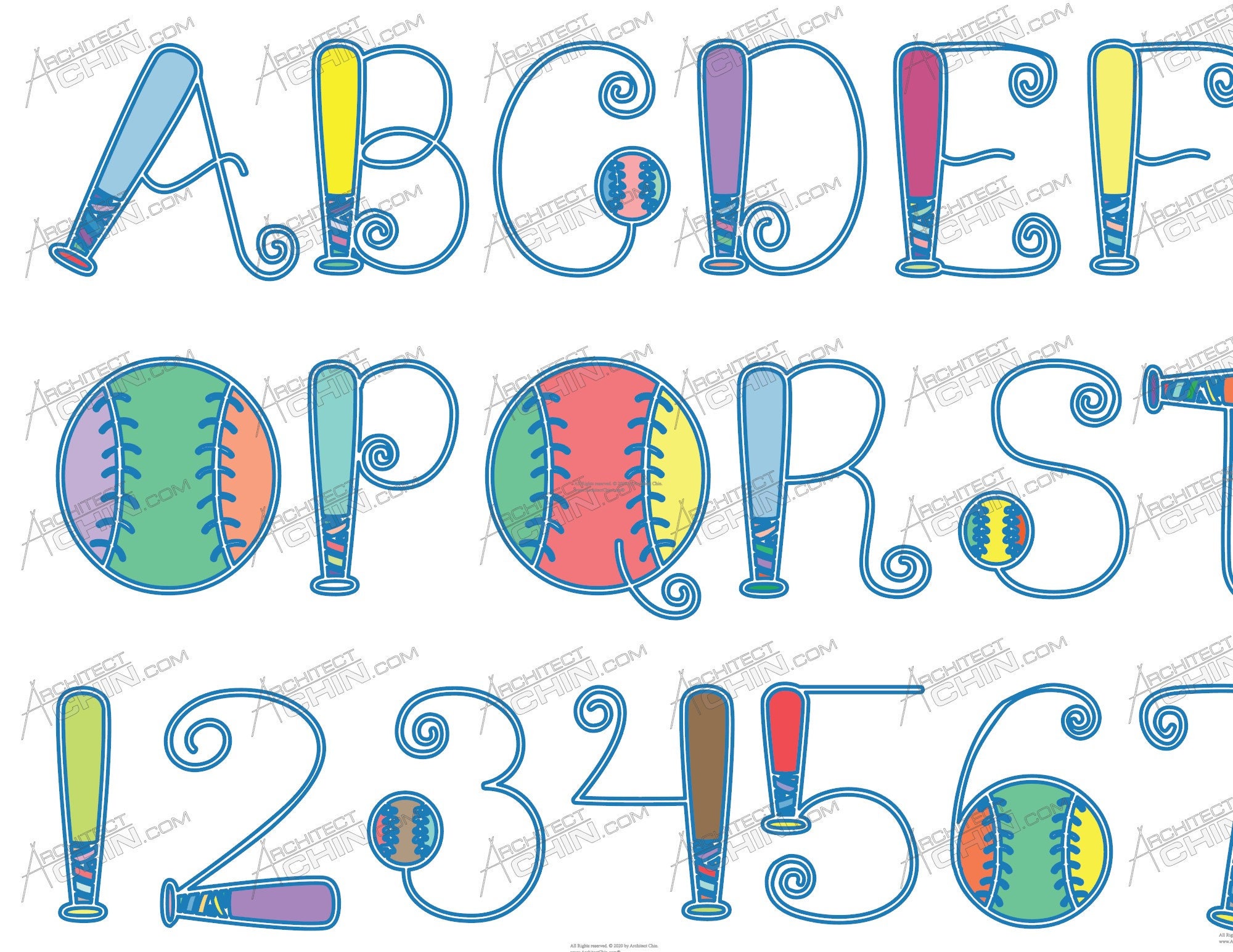 Baseball Font, Baseball Letters Alphabet, Sports Font, Sports Letters ...