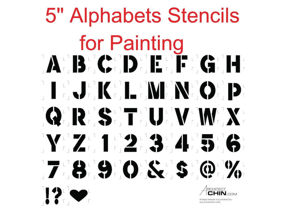 5 Inch Letter Stencils, Symbols, Numbers, Craft Stencils, Templates, 42 ...