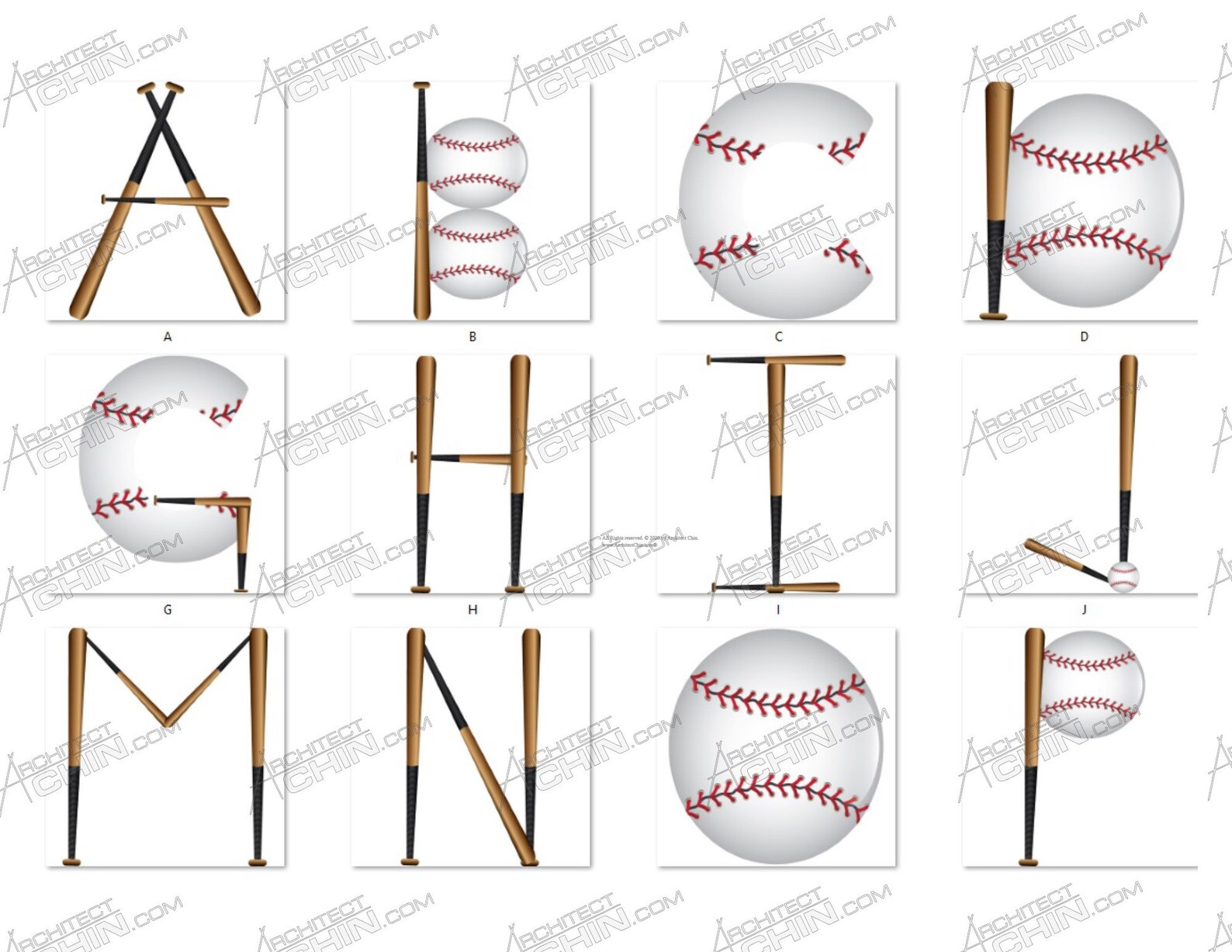 Baseball Font, Baseball Letters Alphabet, Sports Font, Sports Letters ...