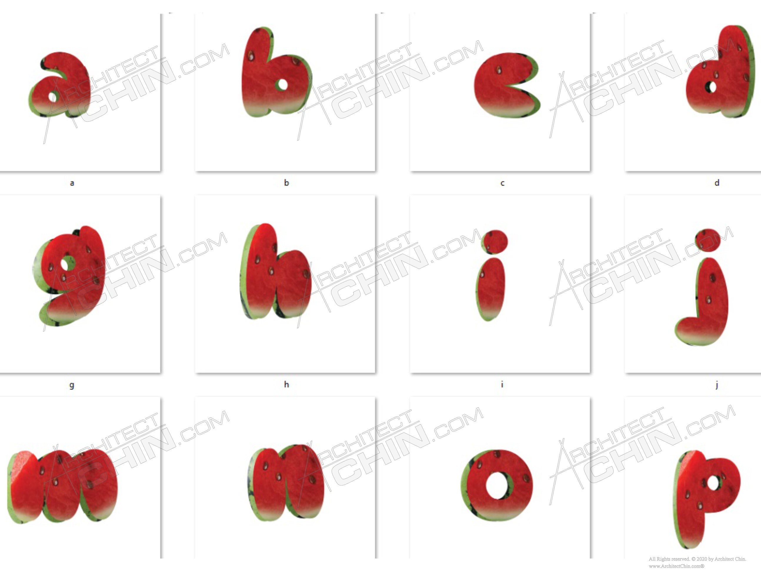 Watermelon Font / Watermelon Letters Alphabet | Digital Download ...
