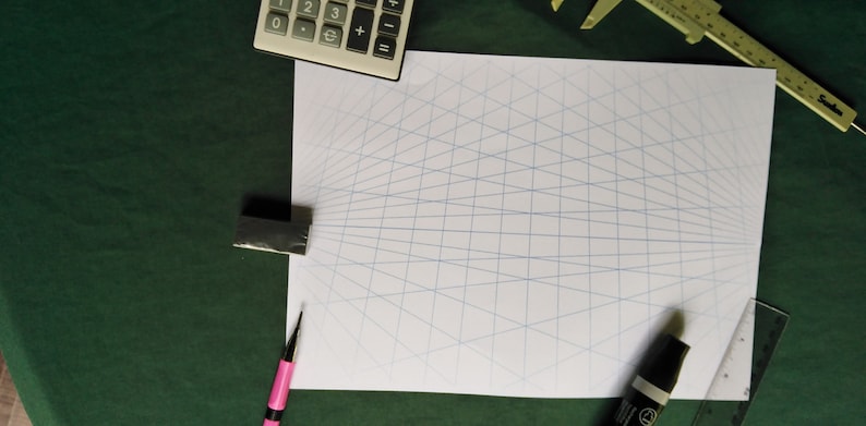 3 Point Perspective Grid Printable, Printable Grid, Drawing Grid ...