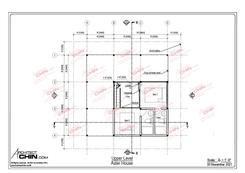 Cottage Plan 24' X 24' 448 SF 2 Loft Beds Cabin | Etsy