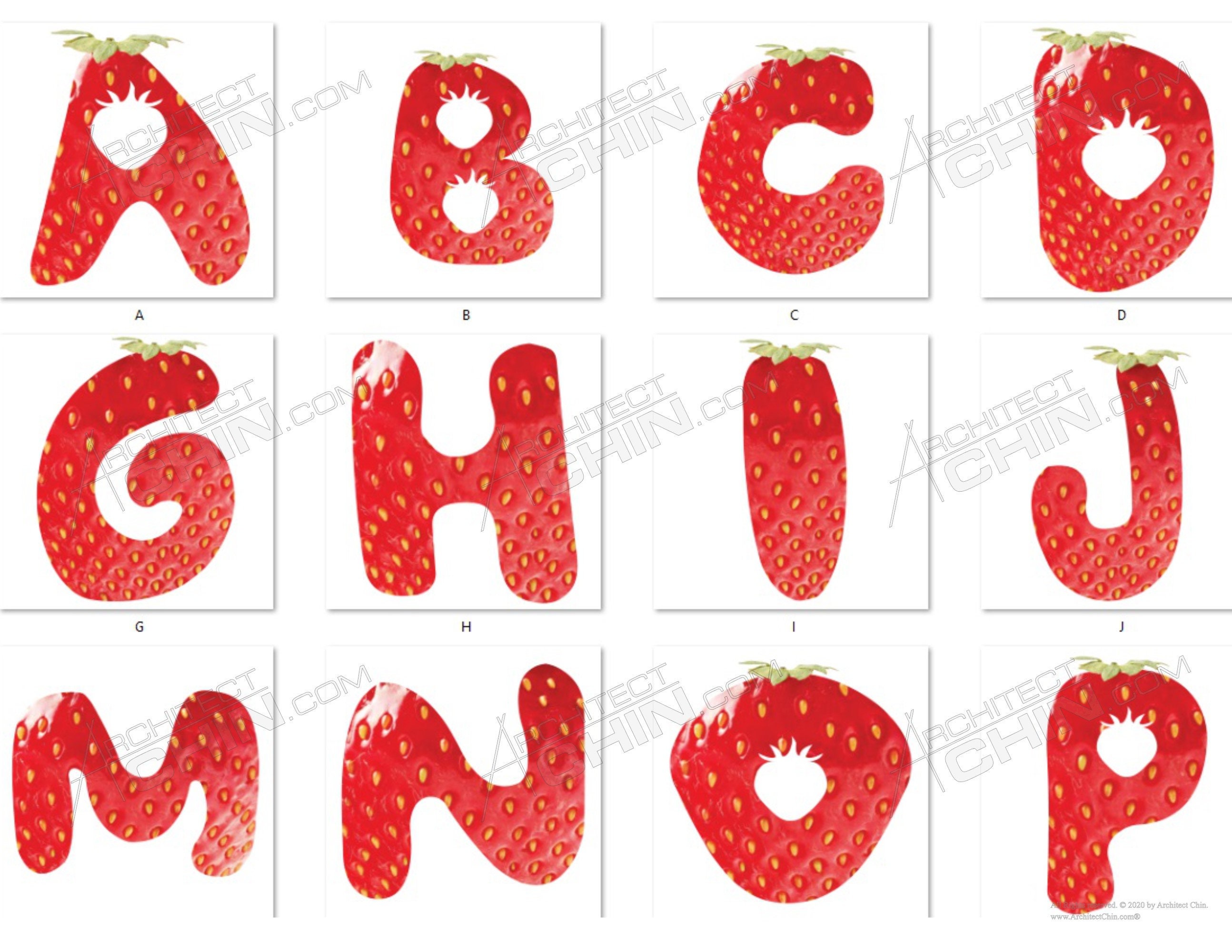 Strawberry Font / Strawberry Letters Alphabet | Digital Download ...