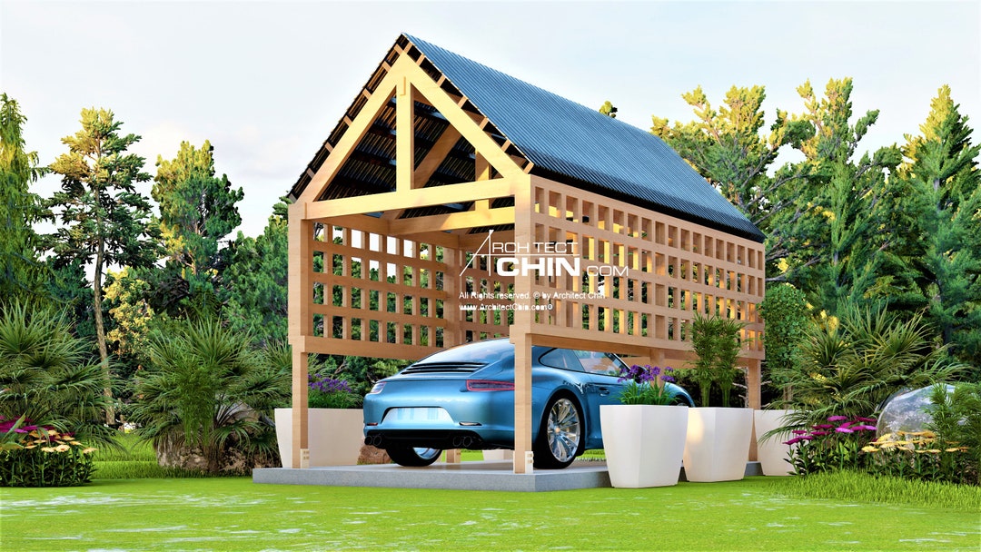 Pergola Car Porch 8 W X 16 L X 86H Cabana Plan Gazebo - Etsy