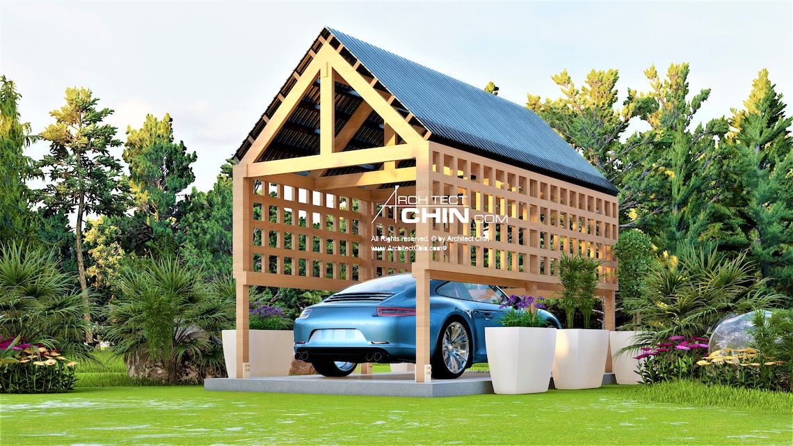 Pergola, Car Porch, 8’ W X 16’ L X 8’6”H, Cabana Plan, Gazebo Plan ...