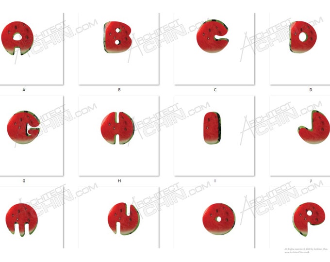Watermelon Letters Clipart, Alphabet Letters SVG, Doodle Letters PNG ...
