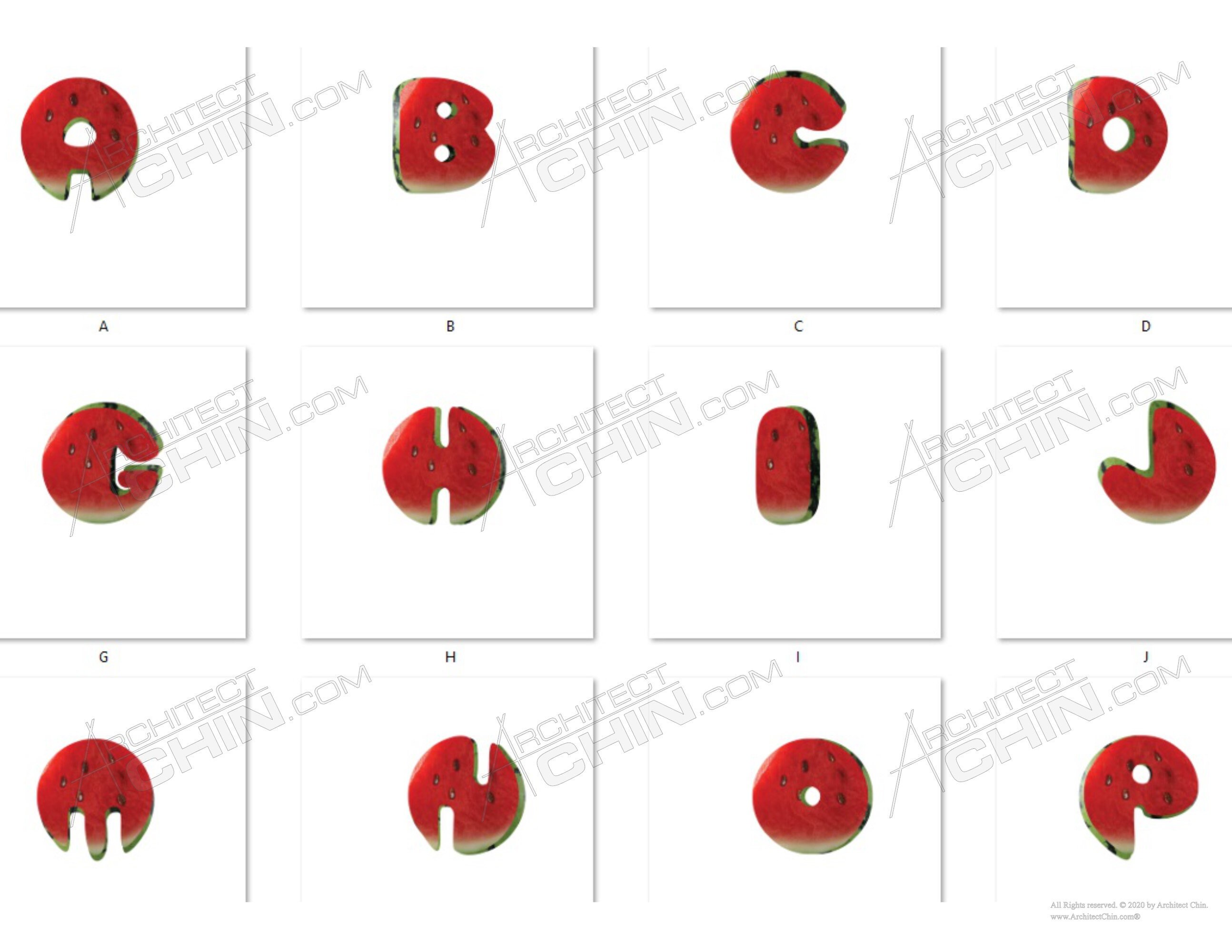 Watermelon Font / Watermelon Letters Alphabet | Digital Download ...